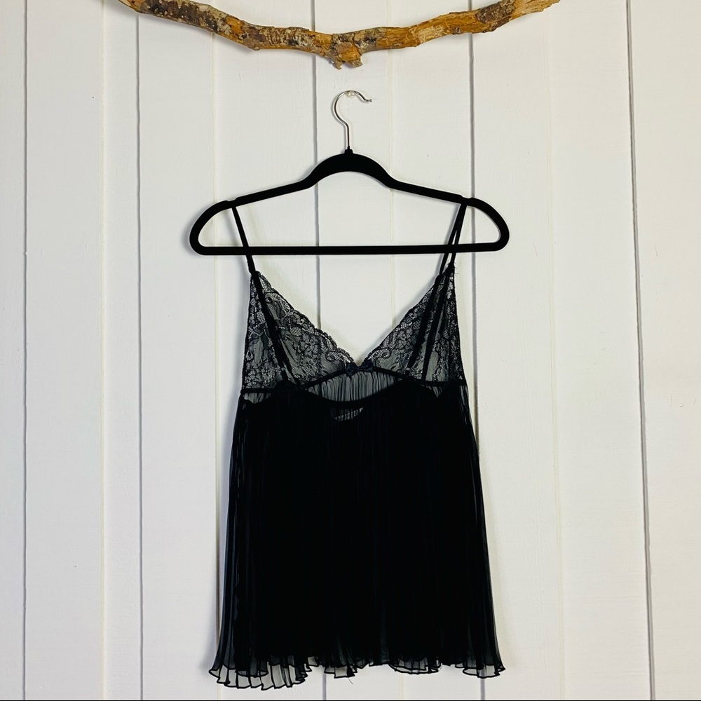 Victoria's Secret Black Sheer Pleated Lace Teddy Nigh… - Gem